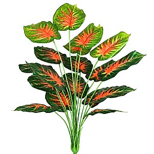 Rozwkeo Artificial Plants Fake Turtle Tree Leaves with Stems 29" Tall Faux Palm Tree Large Imitation Frond Monstera Leaf Tropical Plant Greenery Floral Jungle Party Home Outdoor Garden Decoration