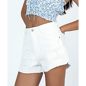 CHICZONE Jean Shorts Womens High Waisted Plus Size Frayed Destroy Stretch Ripped Denim Shorts White XXL