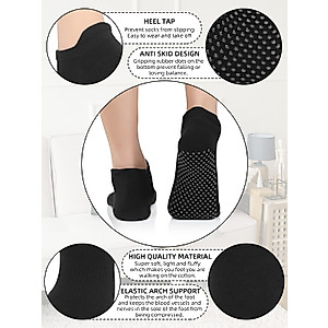 Yoga Socks for Women With Grips Non Slip Grip Socks Anti Skid Hospital Socks Slipper Socks for Home,Pilates,Barre B 3 Pairs Grey&Nude&Black One Size