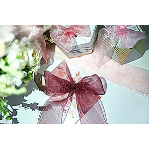 Sailing-GO 200 Yards（4 Rolls * 50 Yd）1-1/2" Wide Sparkle Sheer Chiffon Organza Ribbon for Wedding Gift Package Valentines Bouquets Wrapping Birthday Baby Shower Home Decor Wreath Decorations Fabric
