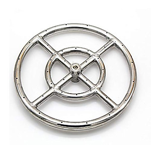 MENSI 12" Stainless Steel Double Fire Ring Burner for Gas Fire Pit 92,000 BTU