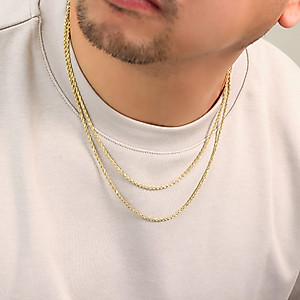 Nuragold 10k Yellow Gold 2mm Solid Rope Chain Diamond Cut Pendant Necklace, Mens Womens Jewelry 16" 18" 20" 22" 24" 26" 28" 30"