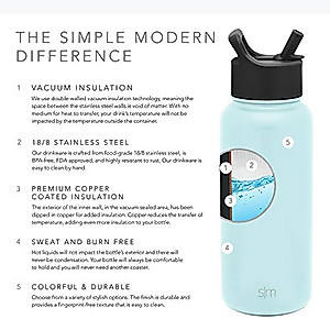 Simple Modern Kids Water Bottle with Straw Lid Vacuum Insulated Stainless Steel Metal Thermos Bottles | Reusable Leak Proof BPA-Free Flask for School | Summit Collection | 18oz, Seaside Blue