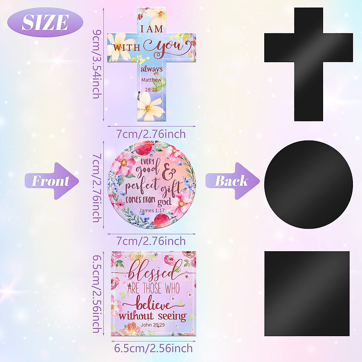 Saillong 15 Pcs Inspirational Refrigerator Magnets with Bible Verses Inspirational Magnets Faithful Locker Magnets Inspired Fridge Magnets Christian Motivational Magnets for Fridge, 3 Shapes(Flower)