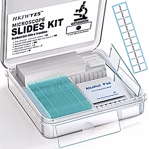 HKJWYES Depression Concave Microscope Slides Kit, 50 Pcs Pre-Cleaned Microscope Slides and 100 Pcs Square Coverslips Cover Glass for Monocular Binocular Trinocular Microscopes (Single Concave Slides)