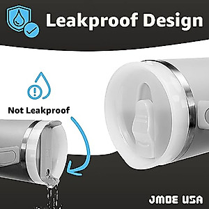 Jmoe USA 40oz & 64oz Sliding Lid for Stanley Adventure Quencher H2.0 Flowstate Tumblers With Handle | Leakproof & Spillproof | Made of BPA and Food-Grade Materials | Dishwasher Safe (White, 1-Pack)