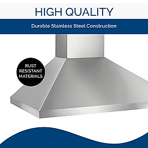 Broan-NuTone BW5036SSL Convertible, 3-Speed Wall-Mounted LED Lights Stainless Steel Chimney Range Hood, 380 Max Blower CFM, 36-Inch