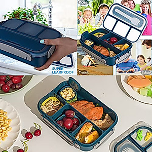 ZPIMY Bento Box Adult Lunch Box, Lunch Box Kids, 1300ML Kids Lunch Box Adult with 4 Compartment, Lunch Box Containers for Adults/Kids/Toddler, Microwave/Dishwasher/Freezer Safe (Blue)