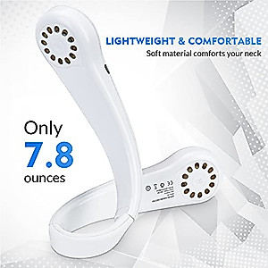 VANNPOOY Neck Fan, Bladeless Neck Fans for Women, Hands Free Neck Fans Portable Rechargeable Personal Cooling Fan for Neck - 3 Speeds, Strong Wind, 360° Cooling, Short Charging, Long Use Time (WHITE)