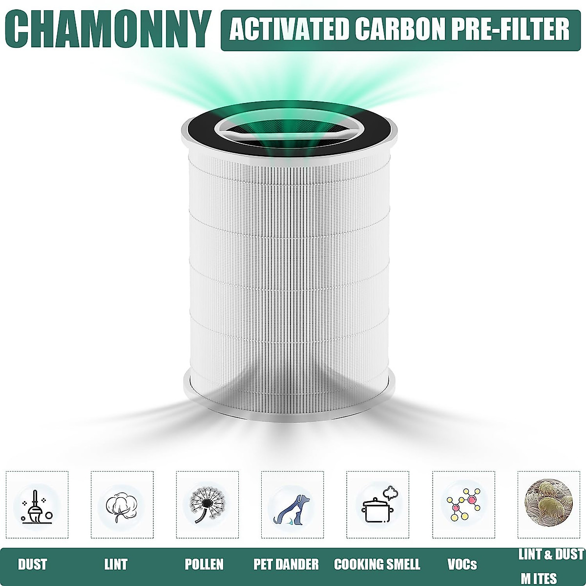 CHAMONNY P200S/G200S Filter Replcement, Compatible with Ganiza G200S/G200 and Welov P200S/P200 Pro Air Purifier, 3-in-1 H13 True HEPA Filter and Pre-Filter, 2 Pack