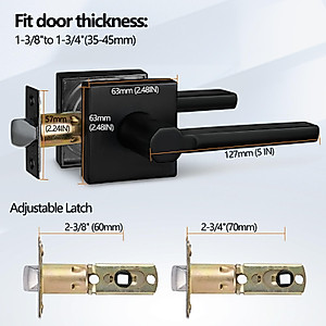 NEWBANG (5Pack) Hall/Closet Lever Handle Lock in Aged Matt Black- Door Lock Handle in Matt Black for Passage Door,HD1601-DB-PS-5P