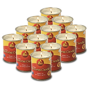 Ner Mitzvah 1 Day Yartzeit Candle - 12 Pack - 24 Hour Kosher Yahrtzeit Memorial and Yom Kippur Candle in Tin Cup Holder