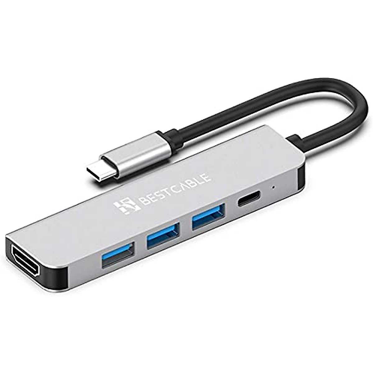 BEST CABLE USB C Hub Multiport Adapter - 5 in 1 Portable with 4K HDMI Output, 3 USB 3.0 Ports,USB C 100W PD, Compatible with MacBook Pro, XPS More USB C Devices (1Pack)