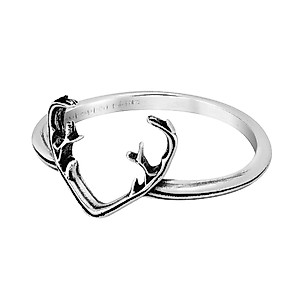 AeraVida Spirit of the Forest Mesmerizing Deer Antler .925 Sterling Silver Band Ring (8) | Minimalist Animal Ring | Sterling Silver Deer Antler Ring