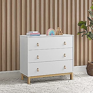 babyGap Legacy 3 Drawer Dresser with Leather Pulls - Greenguard Gold Certified, Bianca White/Natural