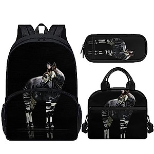 Okapi Backpack With Pencil Pouch And Lunch Box Bag 3 Piece Boys Girls Backpack Combo Set