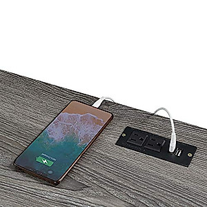 Convenience Concepts Monterey Desk with Charging Station, 47-inch, Weathered Gray/Black