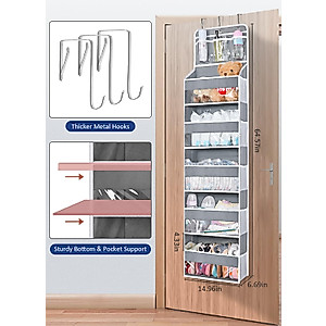 BLOROOM Over the Door Organizer Hanging Storage with 3 clear slip pockets and 5 Large Pockets 10 Side Pockets Closet Door Organizer Heavy Duty Baby Organization for Bathroom,Pantry,Bedroom,Nursery