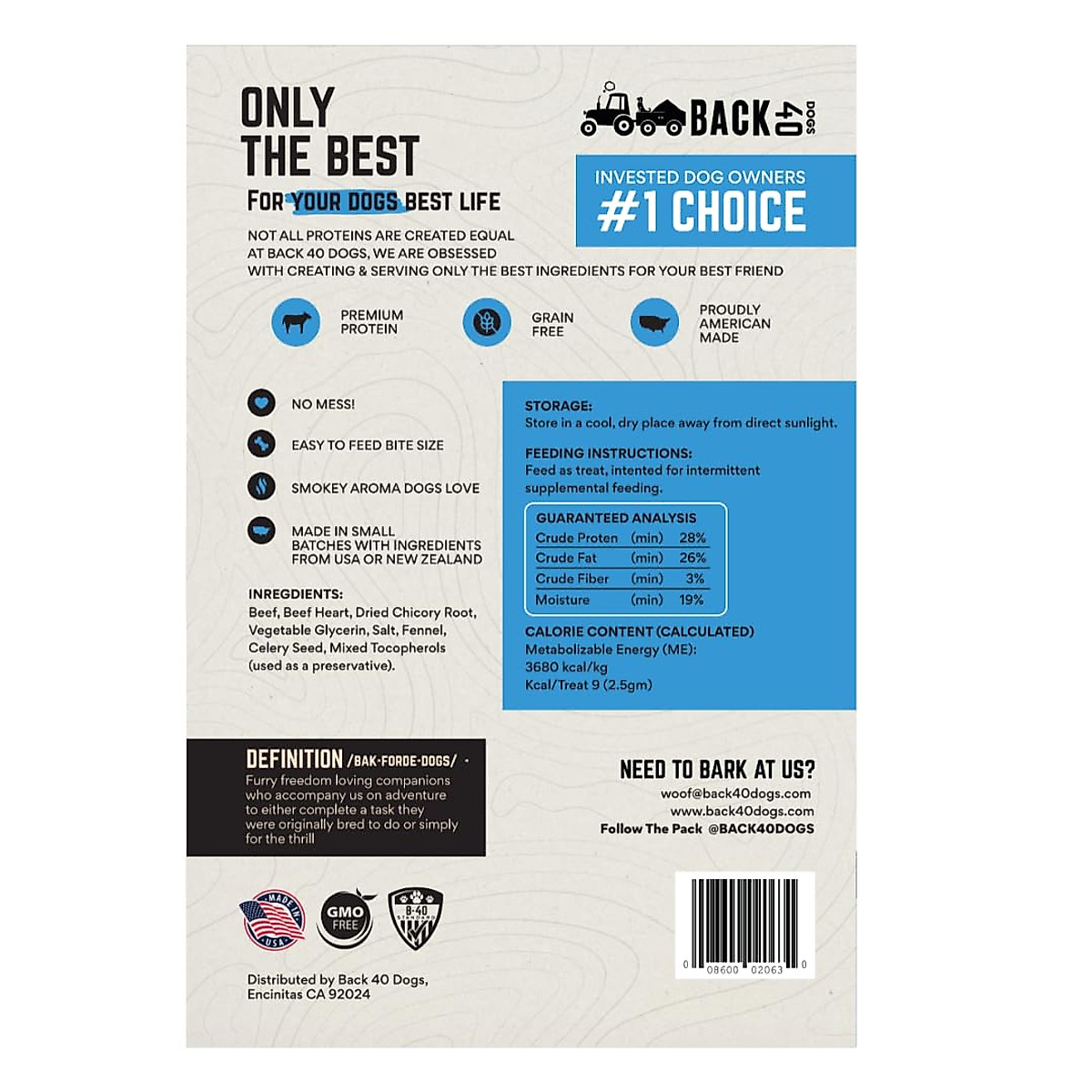 Back 40 Dogs Beef Bites - All Natural Premium Air Dried Dog Training Treats - Free Range Beef, Real Meat - High Protein Dog Food Toppers & Dog Treat - Puppy Essentials, Made in USA - 16oz