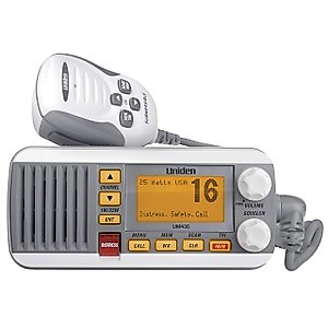 Uniden UM435 Advanced Fixed Mount VHF Marine Radio, All USA/International/Canadian Marine Channels Including New 4-Digit, CDN “B” Channels, 1 Watt/25 Watt Power, Waterproof IPX8 Submersible, White