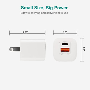 Konnek Stein USB C Fast Charger 33W, Type C Charger Block, Dual Port PD 3.0 Fast Charger Compatible with iPhone 13/13 Mini/13 Pro Max/12/11 Pro Max/XS, iPad Mini/Pro,White,TF2002