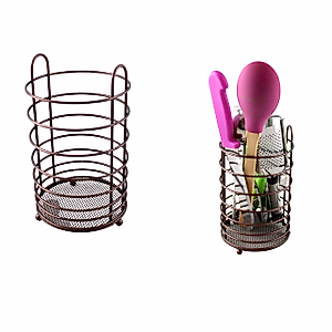 Dependable Industries inc. Essentials Kitchen Cutlery Holder Utensil Caddy Mesh Bottom (Bronze)