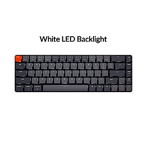 Keychron K7, 68 Keys Ultra-Slim Wireless Bluetooth/Wired Mechanical Keyboard with Low-Profile Gateron Mechanical Red Switch, White LED Backlit Compatible with Mac Windows