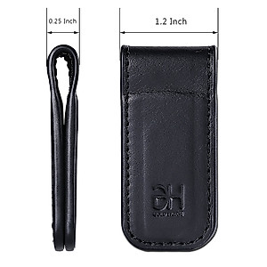 GH GOLD HORSE Slim Magnetic Money Clip Genuine Leather Business Card Holder for Men, Black