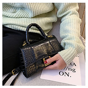 UPINRUN Women's Shoulder Bag Crossbody Tote Bag Crocodile Print handbags purses for women (Black)