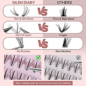MLEN DIARY Individual Lashes 296 Clusters Lashes 4 Types Manga Lashes Individual Natural Look 9-13mm Eyelash Extension Kit for Make Up DIY