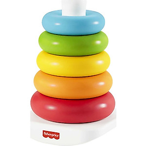 Fisher-Price Baby Stacking Toy Rock-A-Stack Rings with Roly-Poly Base for Ages 6+ Months, Made with Plant-Based Materials