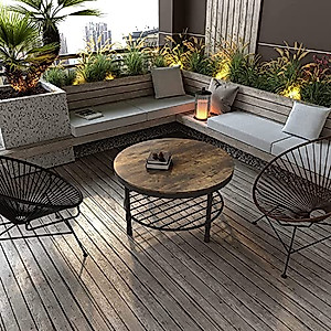 CADMIC 31.5" Round Industrial Coffee Table for Living Room