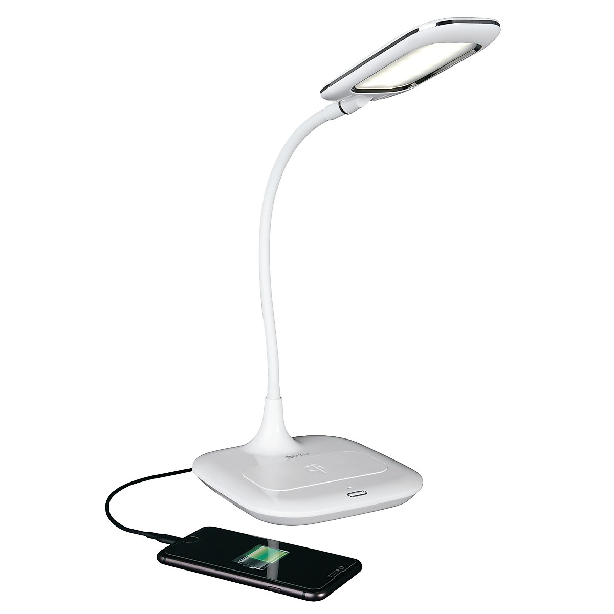 OttLite LED Desk Lamp with Wireless Charging, Prevention Designed to Reduce Eyestrain - Adjustable Flexible Neck, 3 Color Modes & Touch Controls - Crafting, Office Work, Reading & Studying