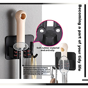 Free Eagle Holder Wall Mount, 6 Packs Tool Storage & Laundry Closet Room Organizer, Adhesive Utility & Garage Storage Rack Cabinet, Mop & Broom Stainless Hanger, 1 Racks With 1 Hooks (01 black)