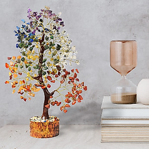 Zenfulstone 7 Chakra Tree of Life | Crystal Tree for Positive Energy - Meditation | Feng Shui Money Bonsai Tree | Home, Office - Tree of life Decor | Healing Gemstone Artificial Tree | Spiritual Gift