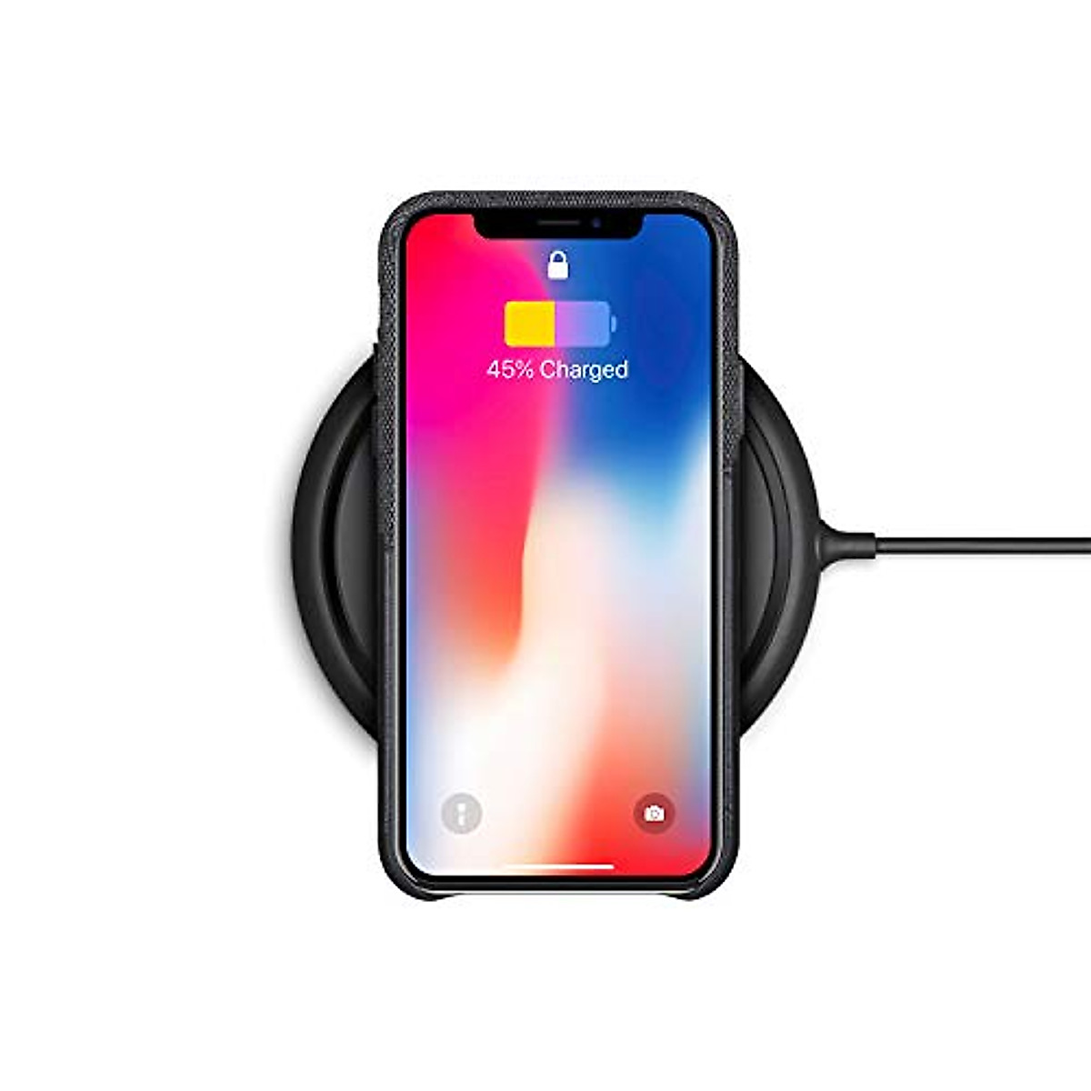 Lopie [Sea Island Cotton Series] Slim Card Case Compatible for iPhone X/10 2017, Fabric Protection Cover with Leather Card Holder Slot Design, Black