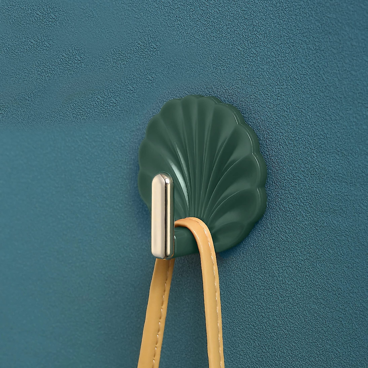 Bemurthos Adhesive Wall Hooks Towel Hooks, Sticky Waterproof Plastic Hooks for Hanging Towel, Robe, Coat, Decorative Wall Hooks for Bathroom Kitchen Shower, Novelty Adhesive Hook, Green, 4 Pack