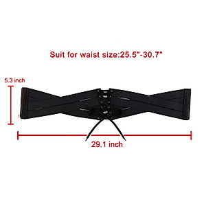 Ayliss Womens Elastic Wide Band Tie Retro Corset Cinch Belt with Zipper (Fit waist 25.59"-30.71", Black-5)