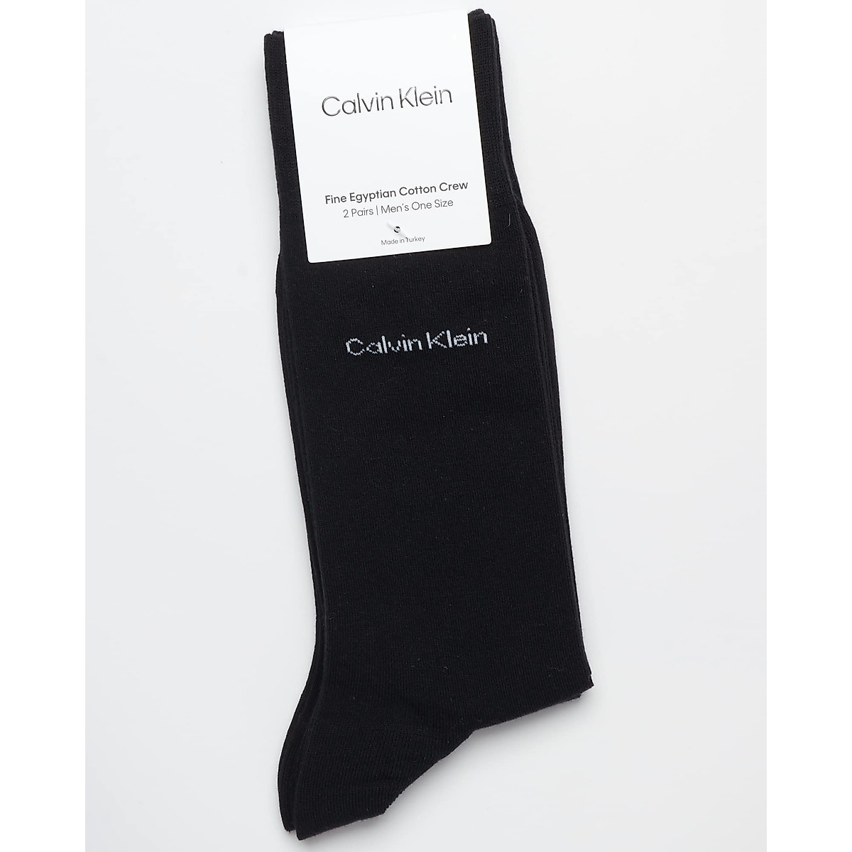 Calvin Klein Men's Dress Socks - Luxury Egyptian Cotton Blend Crew Socks (2 Pair), Size 7-12, All Black