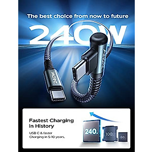 AINOPE 240W USB C to USB C Cable 6.6ft/2Pack, Type C to Type C Cable Fast Charging, USB C Charger Cable Right Angle Compatible with MacBook Pro/Air, iPad Pro 12.9/11/Air/Mini, Samsung S23/22/21/20