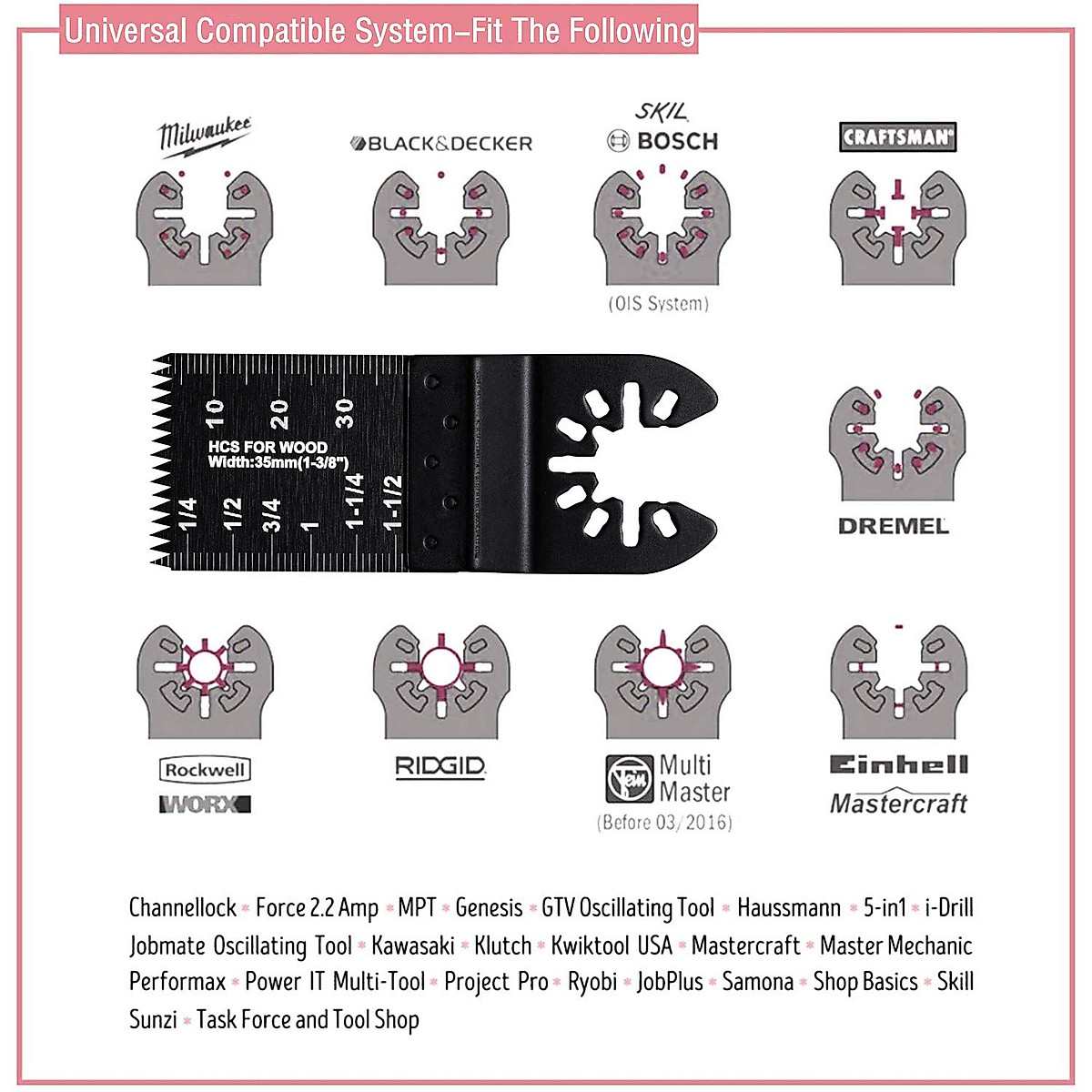 Ettonsun 20Pcs Wood Japan Oscillating Multitool Saw Blades Universal Multi Purpose Tool Blades for Fast Cutting Compatible with Fein Dewalt Multimaster Porter Cable Black&Decker Bosch Craftman