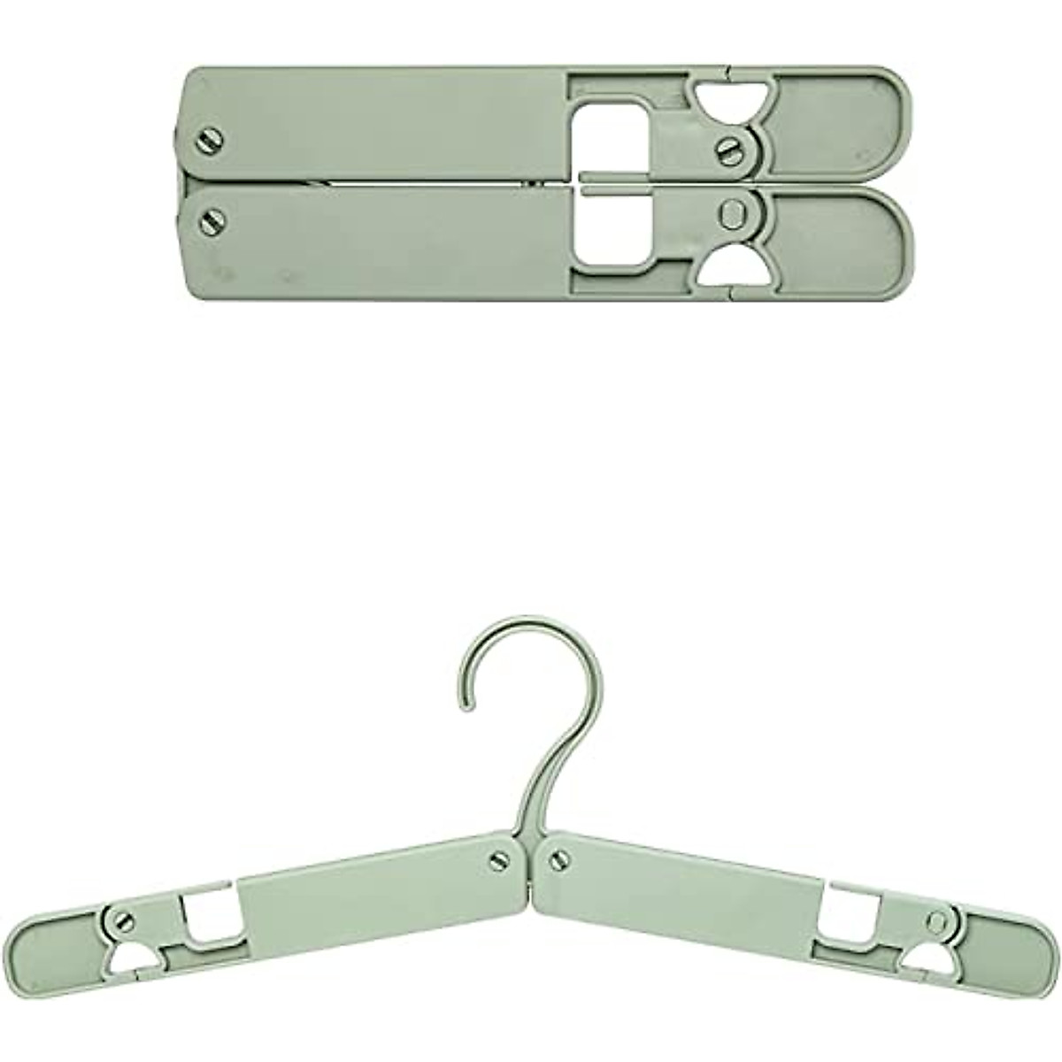 Foldable Travel Hanger Pants Hangers Lightweight and Durable Non-deformable Plastic Cloths Hanger Fits All Clothes and Socks Towel Can Be Folded Down for Easy Storage(Green) (Green)