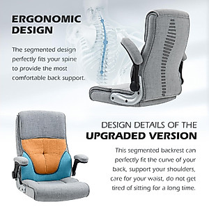 YAMASORO Ergonomic Executive Office Chair with Wheels,Linen Fabric Home Office Desk Chairs, High Back Computer Chairs with Lumbar Support,Grey