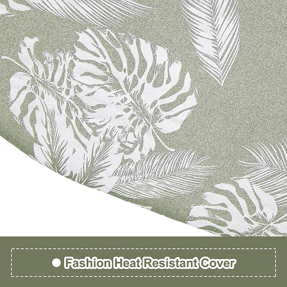 Duwee 14"x40" Heat Resistance Metallic Over The Door Ironing Board Cover Durable Thicken Felt Material Padding Elastic Cord (White Leaves)