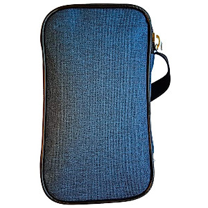 ALFARRA 10 Passports Family Travel Document Wallet - 10 Passport Pockets and 8 ID Slots, SIM Card and Coin Zipper Pouch, Dark Blue with Black Border Seam, Casual, Hand-crafted