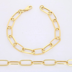 Nuragold 10k Yellow Gold 6mm Paperclip Elongated Rolo Cable Link Chain Bracelet, Womens Jewelry Lobster Clasp 7" 7.5" 8"