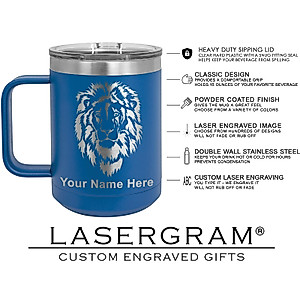 LaserGram 15oz Vacuum Insulated Coffee Mug, Flag of El Salvador, Personalized Engraving Included (Dark Blue)