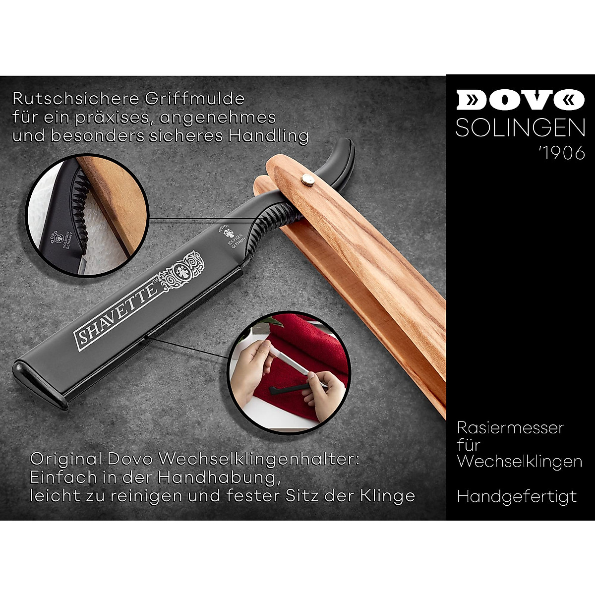 DOVO Shavette with Olivewood Handle
