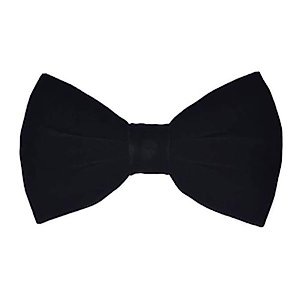 Solid Velvet Pre-Tied Bow Tie & Hanky Set (Black)