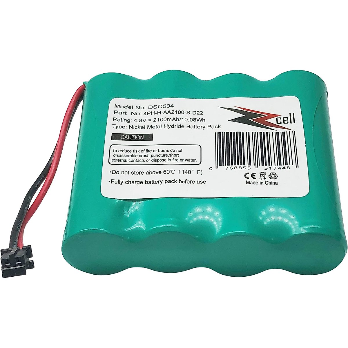 ZZcell® Battery Replacement for DSC WTK5504 Wireless keypad WS4920HE Wireless Repeater 4PH-H-AA2100-S-D22,17000153, WKA5504, DSC-BATT2148V Alarm System 4.8V 2100mAh